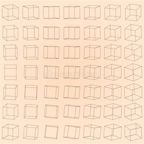 Vector Set Of Rotating Cubes Stock Vector Illustration Of
