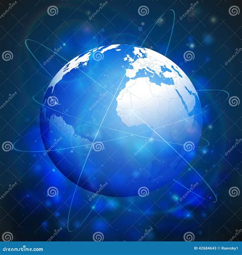 Globe Network Connections Blue Design Background Stock Vector Illustration Of Globe Sphere