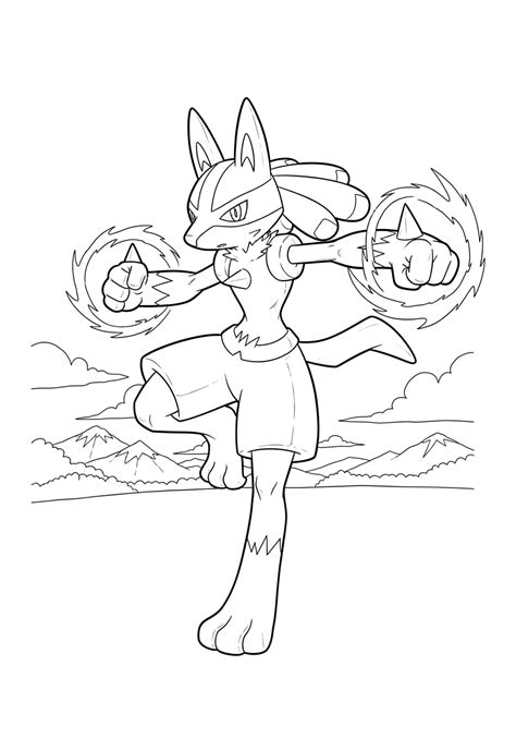 ルカリオのぬり絵 印刷できるポケモンの遊び