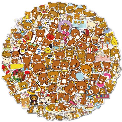 100pcspack Anime Rilakkuma Sticker Diy Phone Case Luggage Laptop