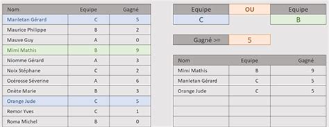 fonction excel filtre avec critères et et ou