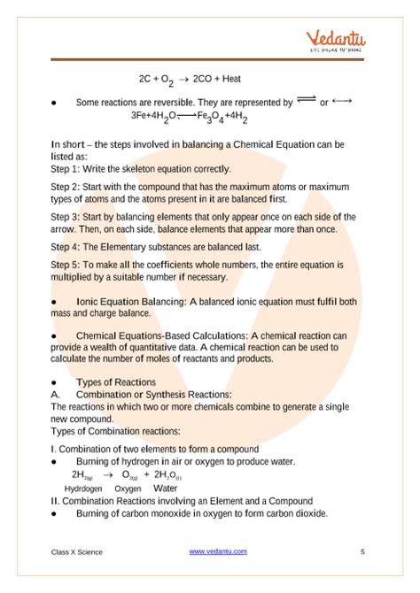 Chemical Reactions And Equations Class 10 Notes Tessshebaylo