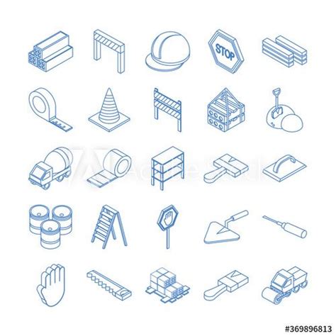 Isometric Construction Tools And Equipment Icons