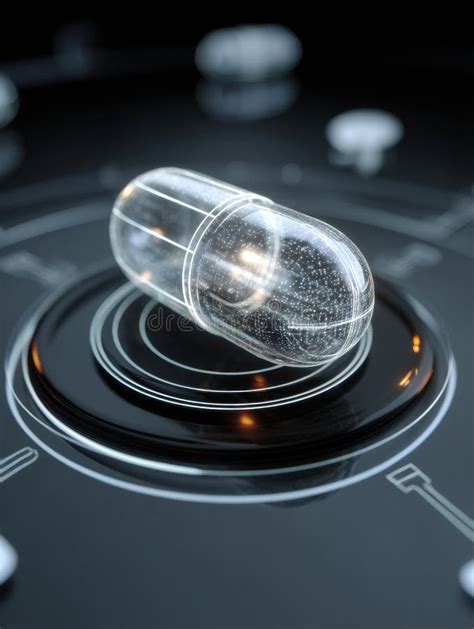 Digital Hologram Showing A Rotating Capsule Structure With Scientific Details Displayed In A