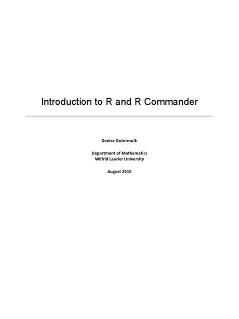 Introduction To R And R Commander Pdf R Programming Language