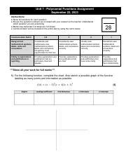 Polynomial Functions Assignment Communication Rubric And Course Hero