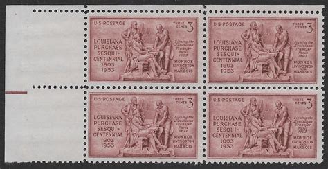 Us 1020 Mnh Corner Block Of 4 Louisiana Purchase 1803 1953 Very Nice