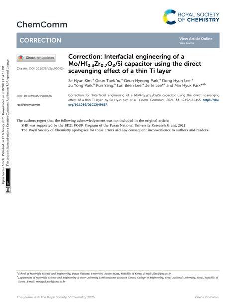 Pdf Correction Interfacial Engineering Of A Mohf03zr07o2si