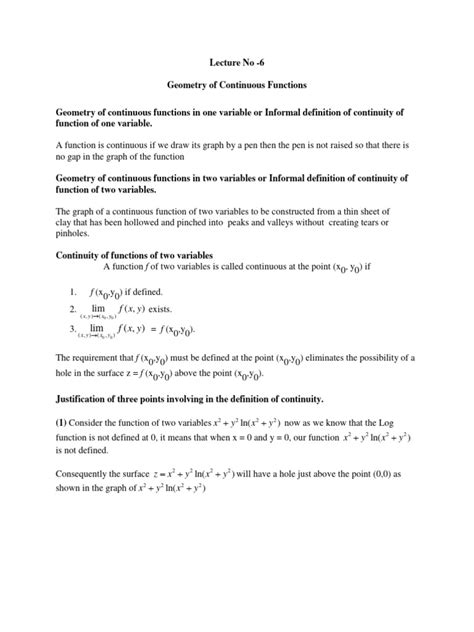 Lecture 6 Pdf Function Mathematics Continuous Function