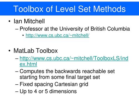ppt computing reachable sets via toolbox of level set methods
