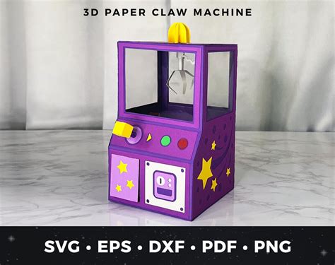 3d Paper Claw Machine Svg 3d Mini Arcade Game Template Cricut Favor