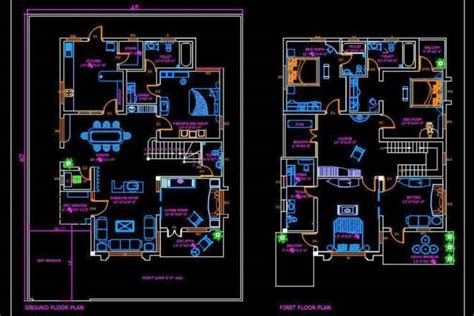 Autocad 2d House Plan With Dimensions