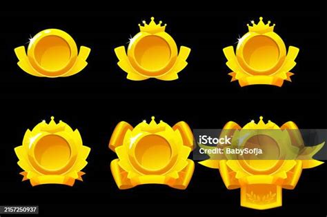게임 내 승리에 대한 금상 배지 리본을 가진 황금 메달의 벡터 만화 아이콘 스포츠 또는 대회에서 최고의 장소에 대한 트로피 또는 상 1에 대한 스톡 벡터 아트 및 기타