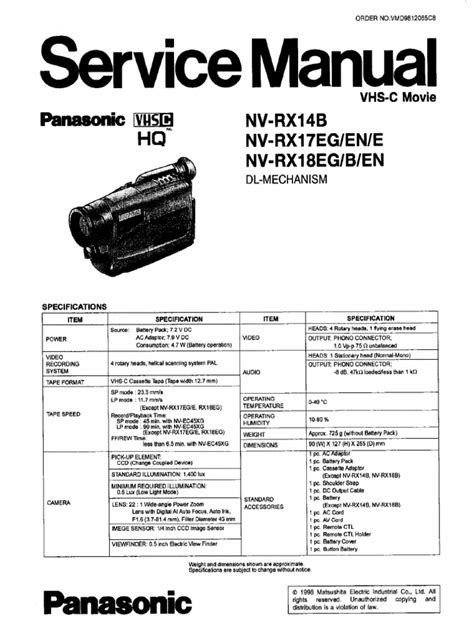 Panasonic Nv Rx14 Rx17 Rx18 Pdf