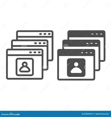 Windows With User Profile Button Account Log In Line And Solid Icon