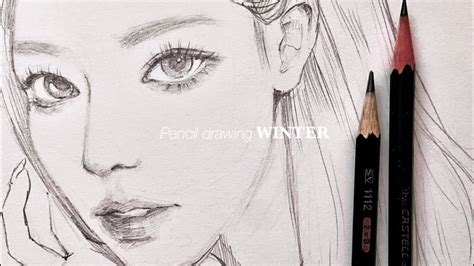 Eng 에스파 윈터 연필 드로잉 인물화 스케치 Aespa Winter Pencil Drawing Face Youtube