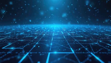 Abstract Tech Blue Background With Cyber Network Grid Digital