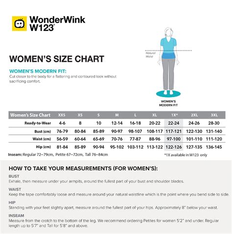 Sizing Chart Wonderwink W123 Women Smilewear