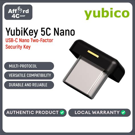 Yubico Yubikey 5c Nano Two Factor Authentication Usb Security Key Fits Usb C Ports