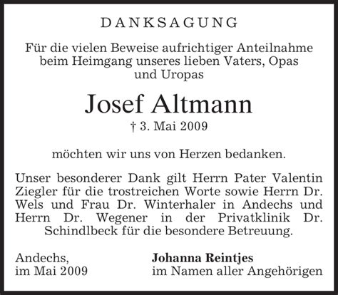 Traueranzeigen Von Josef Altmann Trauer Merkur De