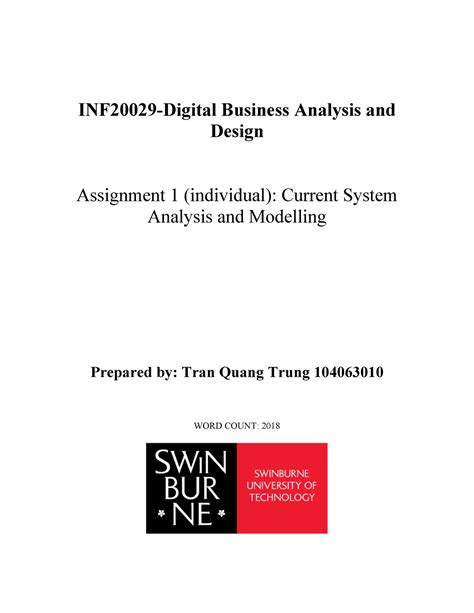 Assignment 1 Individual Current System Analysis And Modelling Inf20029 Digital Business