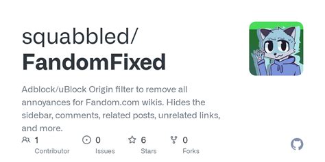 GitHub Squabbled FandomFixed Adblock UBlock Origin Filter To Remove All Annoyances For Fandom