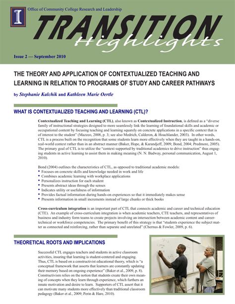 pdf the theory and application of contextualized teaching and
