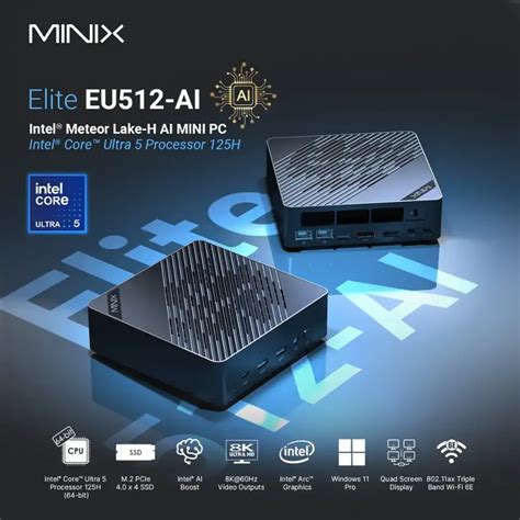Minix Elite Eu512 Ai Mini Pc Intel Core Ultra 5 125h 16gb Ddr5 512gb