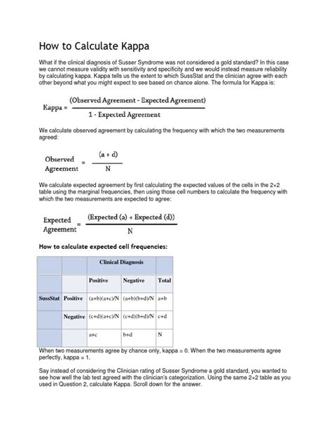 How To Calculate Kappa Pdf