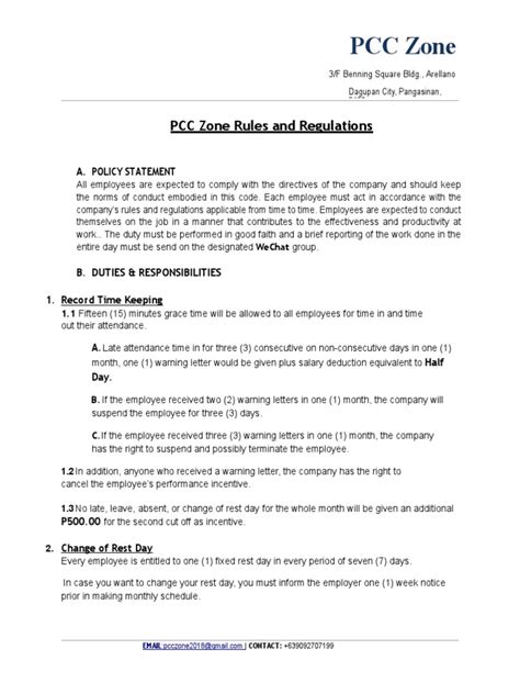 Pcc Rules And Regulations Pdf Clothing Government Information