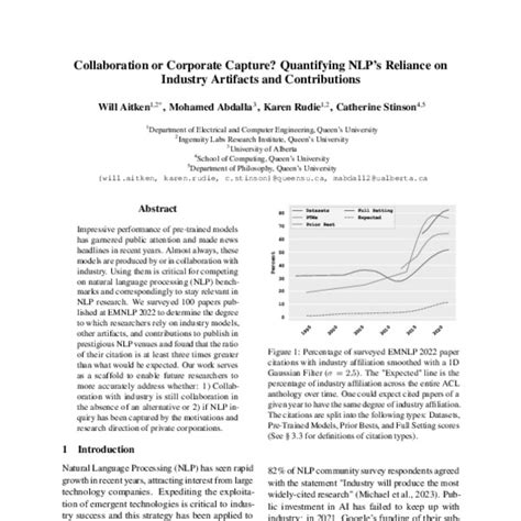 Collaboration Or Corporate Capture Quantifying Nlps Reliance On Industry Artifacts And