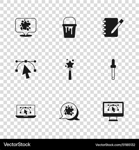 Set Paint Spray Eyedropper Color Picker Palette Vector Image