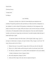 Solubility Lab Report Docx Natalie Allen Chemistry Honors March Lab Report Lab