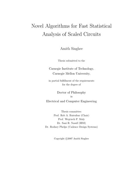 Pdf Novel Algorithms For Fast Statistical Analysis Of Scaled Circuits
