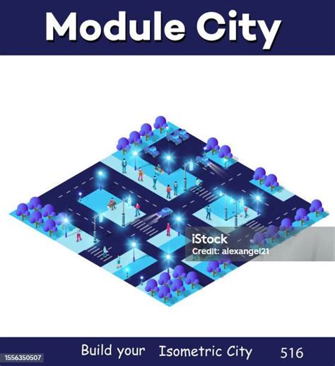 랜턴 조명이 있는 밤 도시 3d 일러스트레이션을 걷는 아이소메트릭 사람들 3차원 형태에 대한 스톡 벡터 아트 및 기타 이미지 3차원 형태 가족 개념 Istock