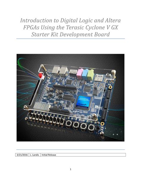 Introduction To Digital Logic And Altera Fpgas Using The Terasic