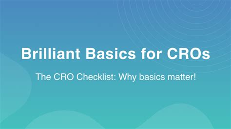 The Cro Checklist Why Basics Matter Optilium
