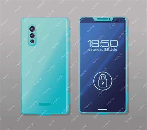 Вид спереди и сбоку, реалистичный макет смартфона с замком | Премиум ...
