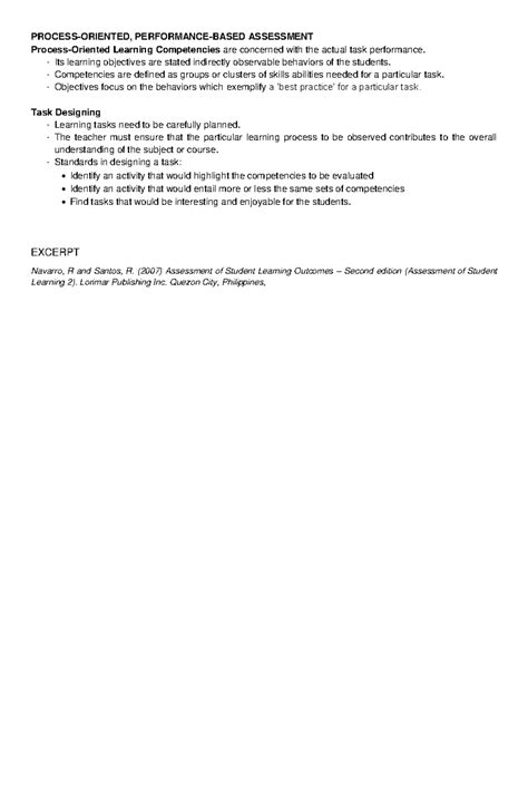 Process Oriented Assessment Of Learning 2 Process Oriented