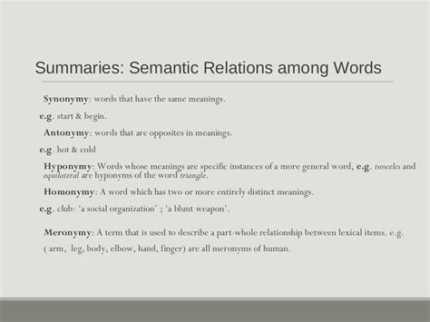 semantic relation among words