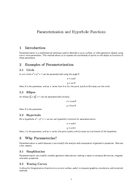 Understanding Hyperbolic Functions A Short Summary Towards A Better
