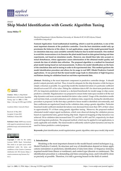 Pdf Ship Model Identification With Genetic Algorithm Tuning