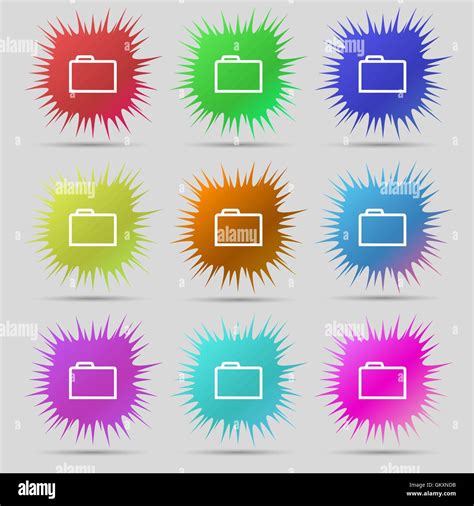 Folder Icon Sign A Set Of Nine Original Needle Buttons Vector Stock Vector Image And Art Alamy