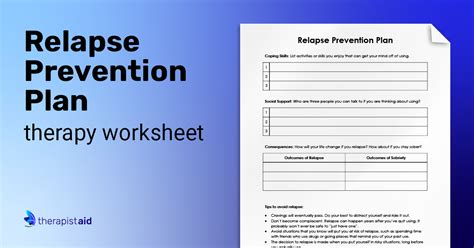 Relapse Prevention Plan Version 2 Worksheet Therapist Aid