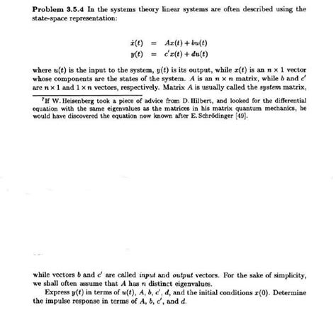 Solved Problem 3 5 4 In The Systems Theory Linear Systems Chegg Com Chegg Com