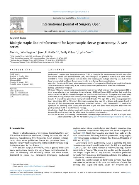 (PDF) Biologic Staple Line Reinforcement for Laparoscopic Sleeve ...