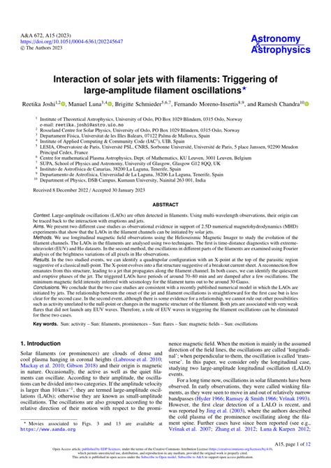 Pdf Interaction Of Solar Jets With Filaments Triggering Of Large Amplitude Filament Oscillations