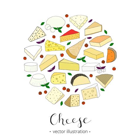 Hand Drawn Cheese Composed In Circle Shape 14325560 Vector Art At Vecteezy