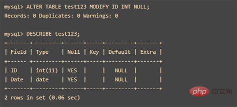 mysql怎么删除not null限制 mysql教程 PHP中文网