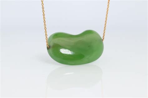 Tiffany And Co Jade 18k Gold Chain And Bean Pendant Necklace Nephrite Voxmarket